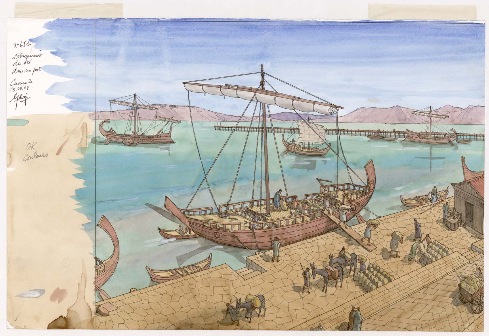 Unloading wheat in a port - Jean-Claude Golvin